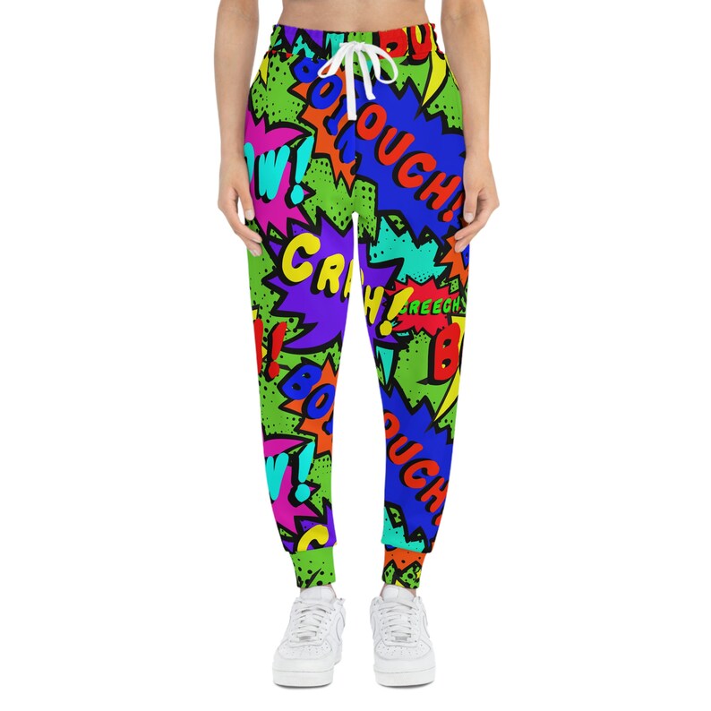 Comic Book Bubbles Joggers, Cartoon Workout Pants, Colorful Joggers ...