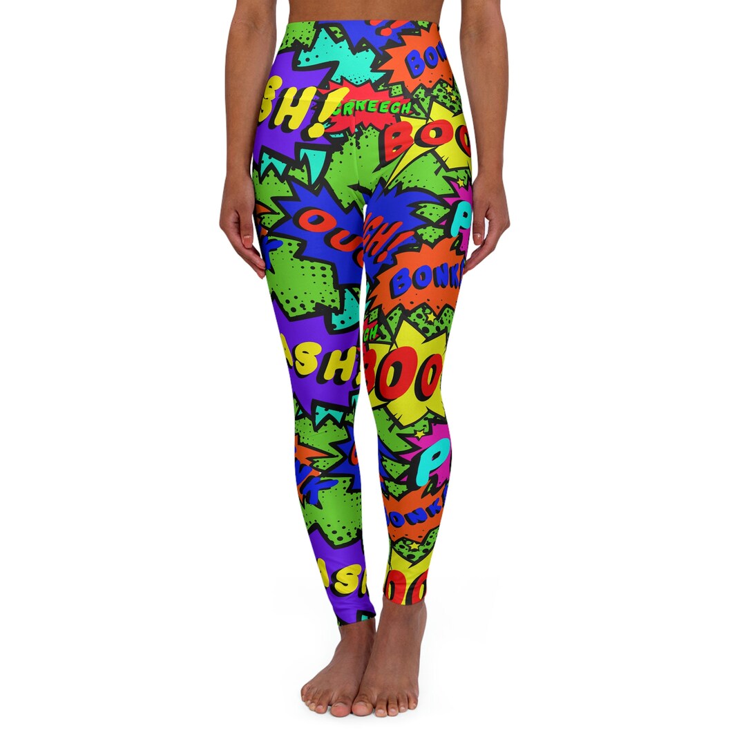 Comic Book Nostalgia Yoga Pants, 90s Cartoon Leggings, Superhero Skinny ...