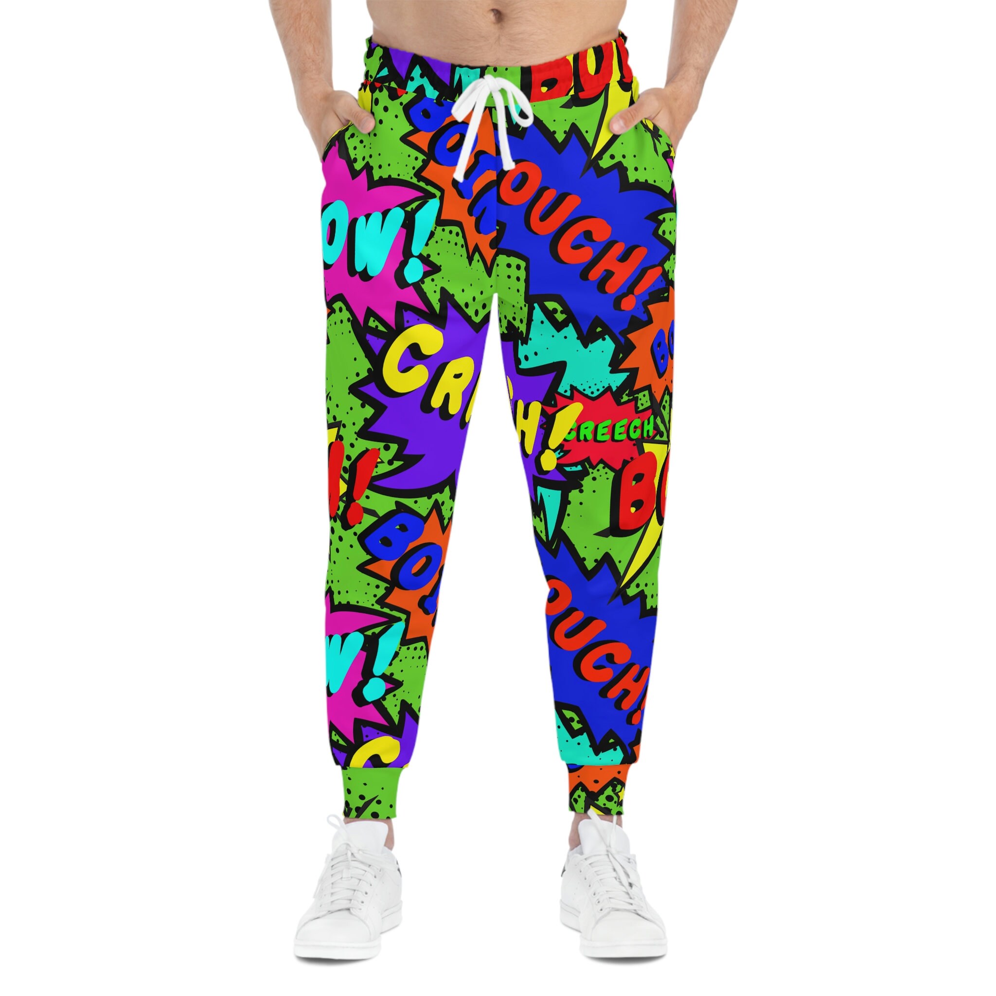Comic Book Bubbles Joggers, Cartoon Workout Pants, Colorful Joggers ...