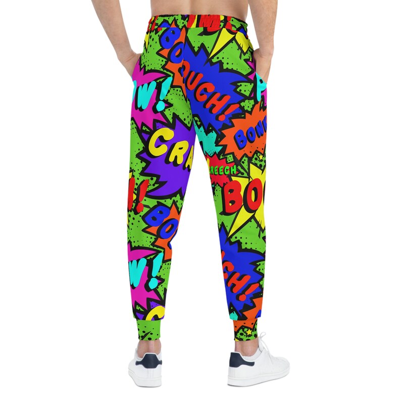 Comic Book Bubbles Joggers, Cartoon Workout Pants, Colorful Joggers ...