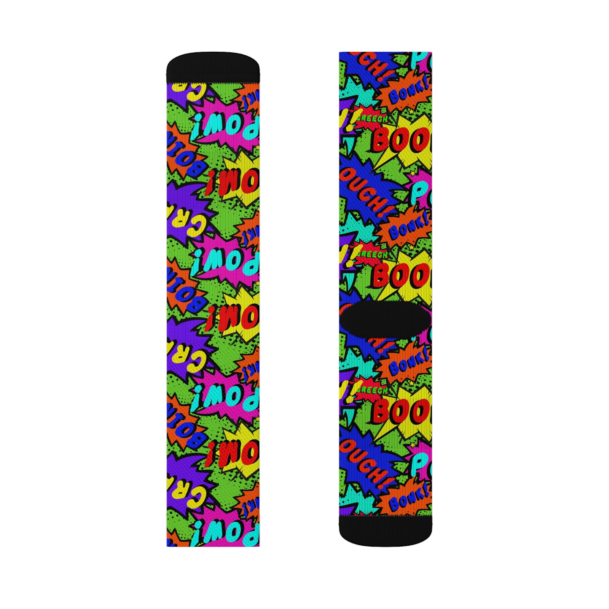 Comic Book Nostalgia Padded Socks, 90s Cartoon Footwear, Superhero ...