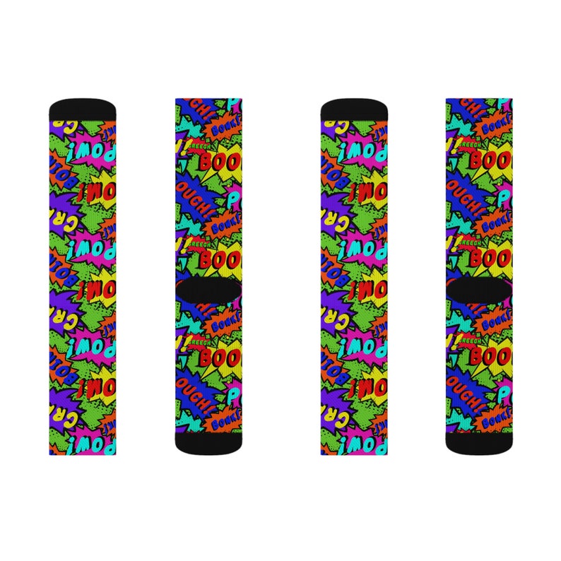 Comic Book Nostalgia Padded Socks, 90s Cartoon Footwear, Superhero ...