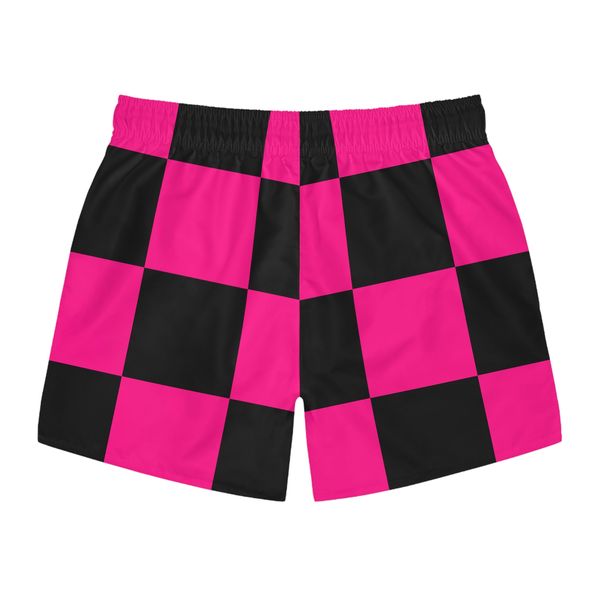 Hot Pink Checkered Swim Trunks, Anime Inspired Swimming Shorts, Magenta ...