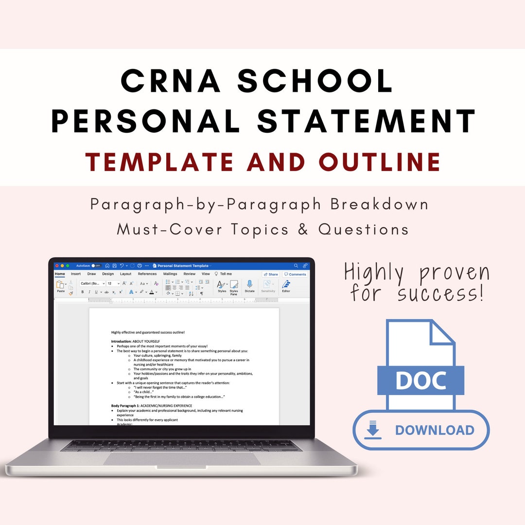 CRNA School Personal Statement - Personal Statement Template & Outline ...