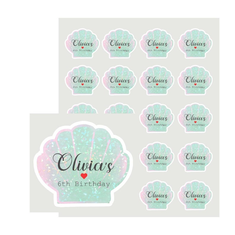 20 Pcs Custom Under the Sea Birthday Stickers, Shell Favor Labels - Etsy