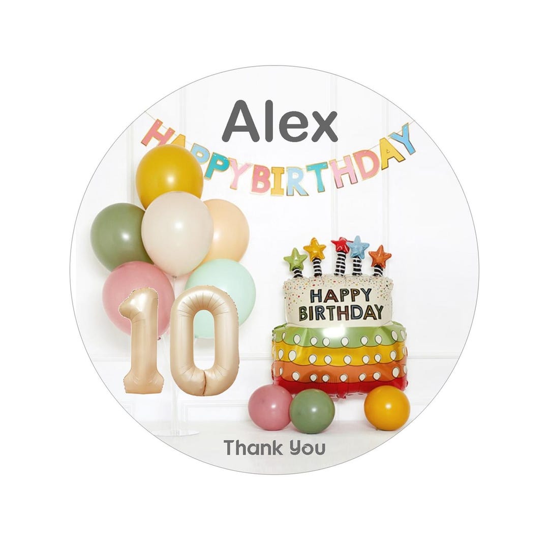 Personalized Birthday Thank You Stickers Custom Party Favors Stickers ...