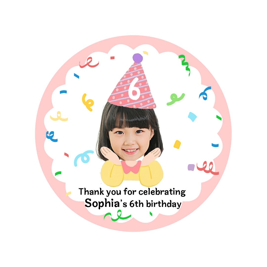 Birthday Face Photo Thank You Labels, Custom Birthday Face Labels for ...