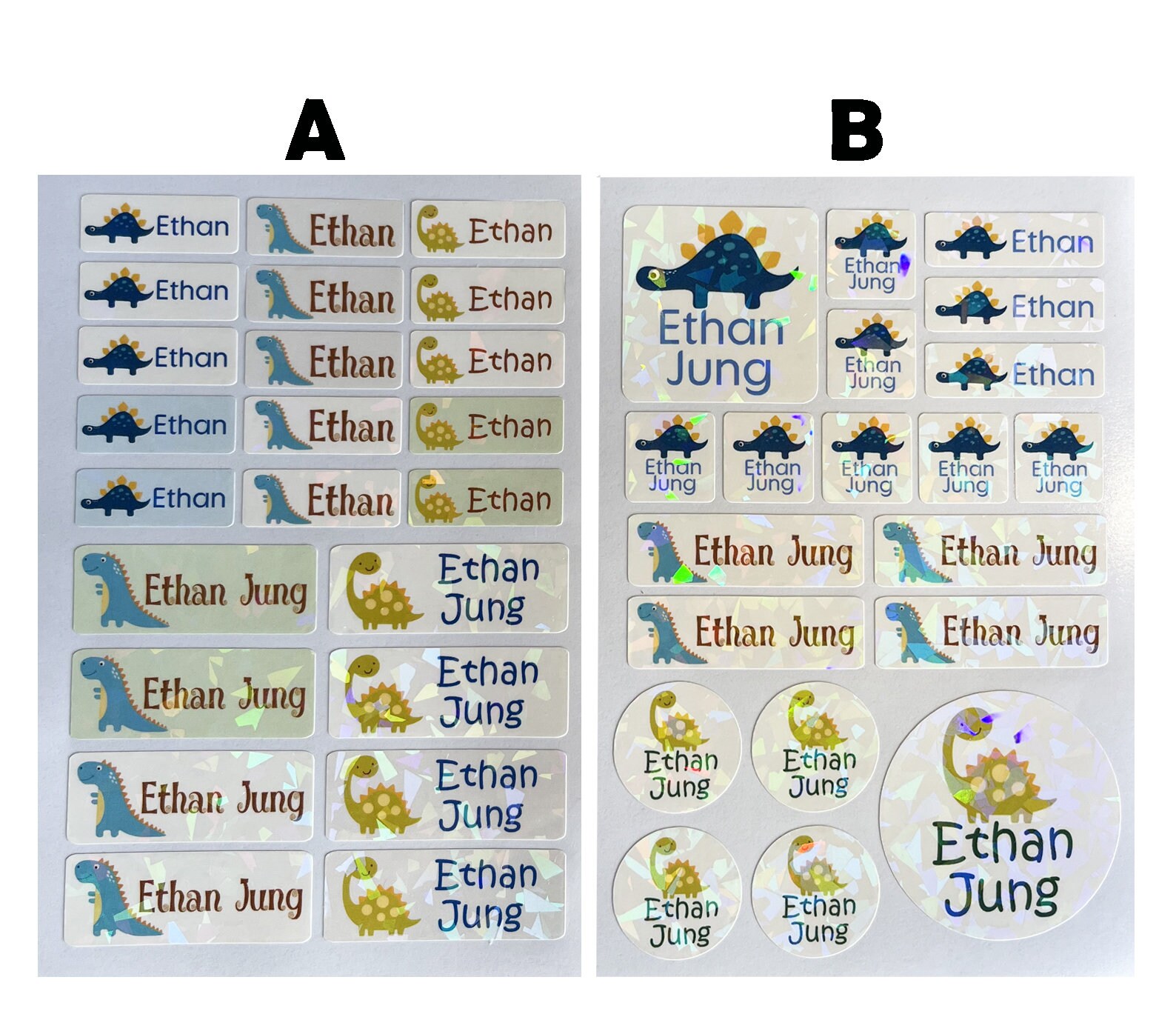 Dinosaur Name Labels, Dinosaur Custom Waterproof Sticker,dinosaur Name ...