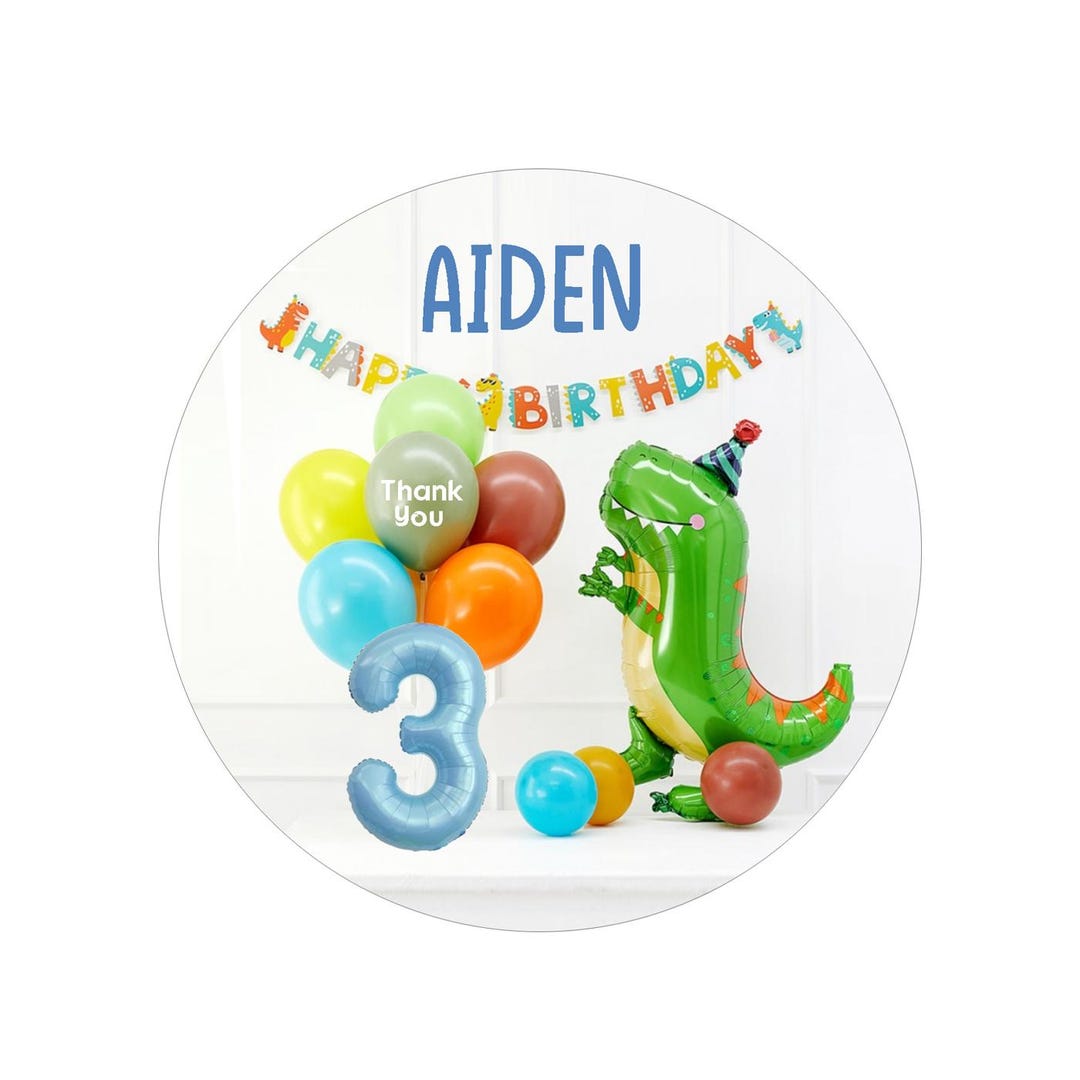 Custom Dinosaur Birthday Stickers -all Age Any Name Personalized ...