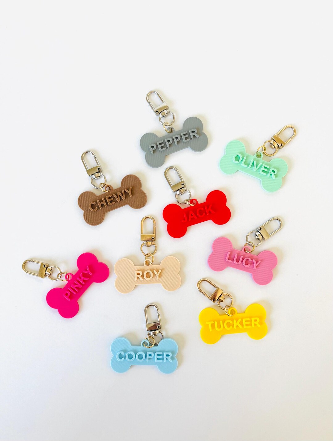 Custom Dog Name Tag With Charm: 3D Printed Bone Shape - Etsy