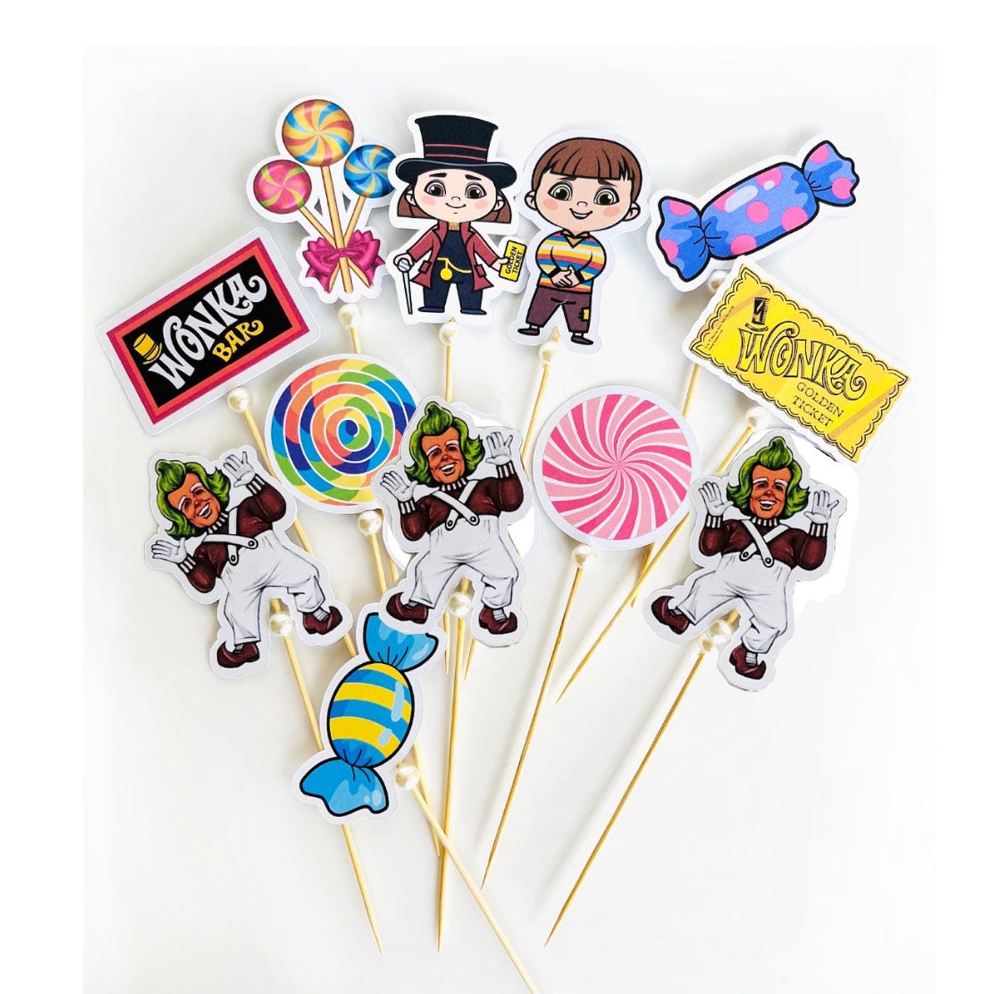 Wonka Bar Cupcake Topper, Wonka Cupcake Topper Willy Wonka Birthday ...
