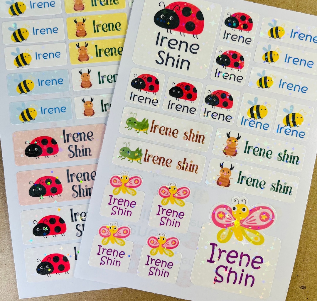 Ladybug Name Sticker, Insects Name Labels, Insects Waterproof Name ...