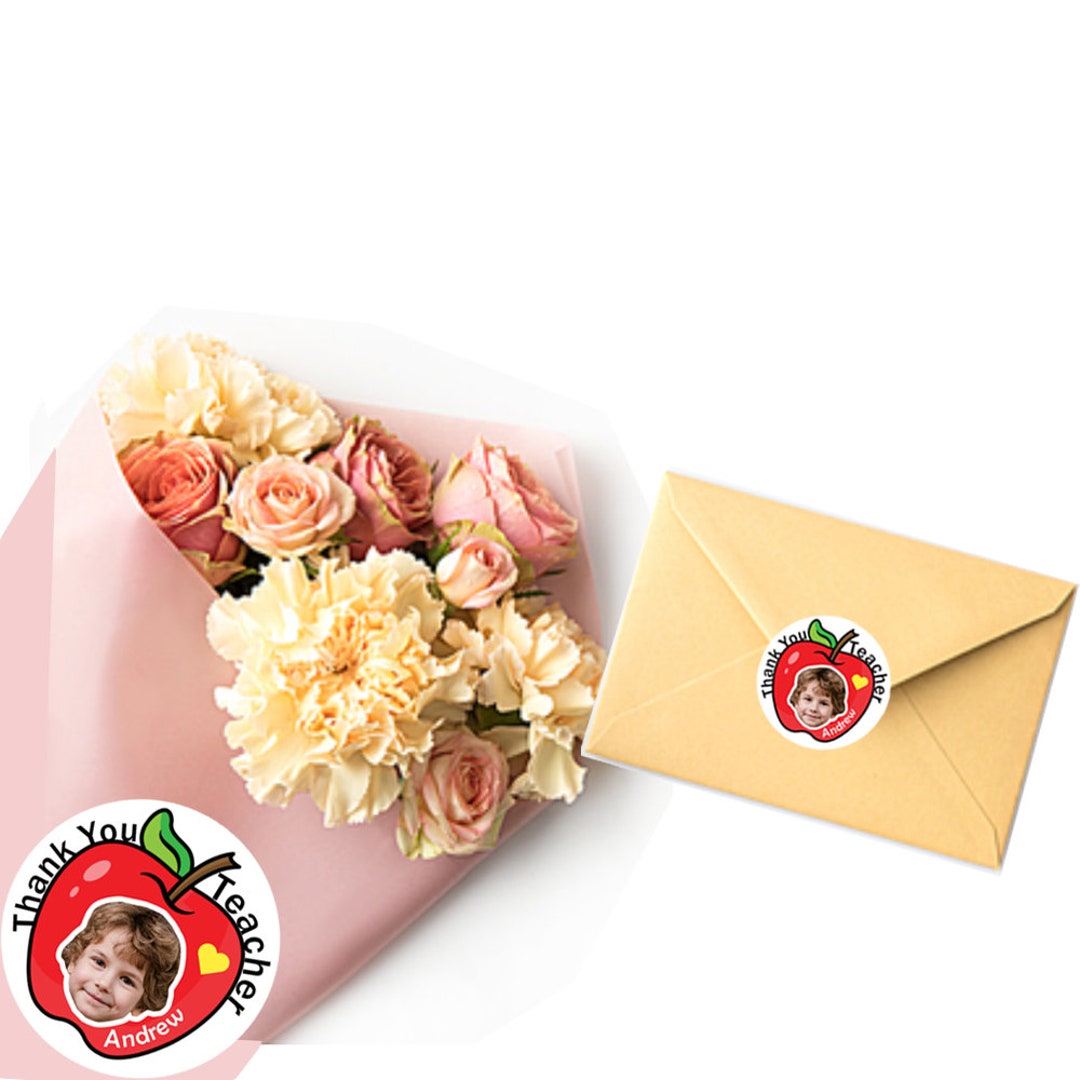 Personalized Thank You Teacher Apple Stickers With Face Photo 18pcs ...