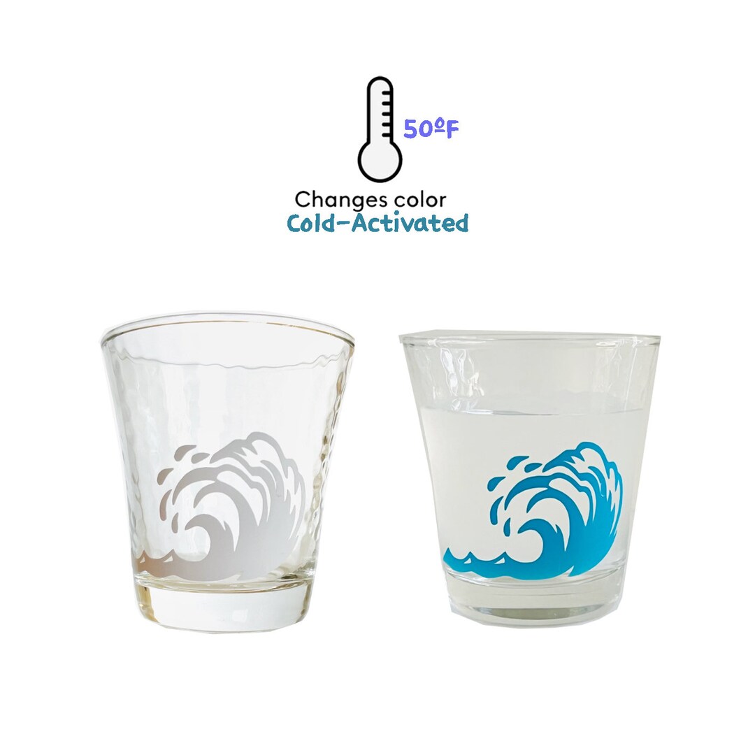 Color Changing Wave Drinking Glasses, Ocean Wave Design Glass, 125ml ...