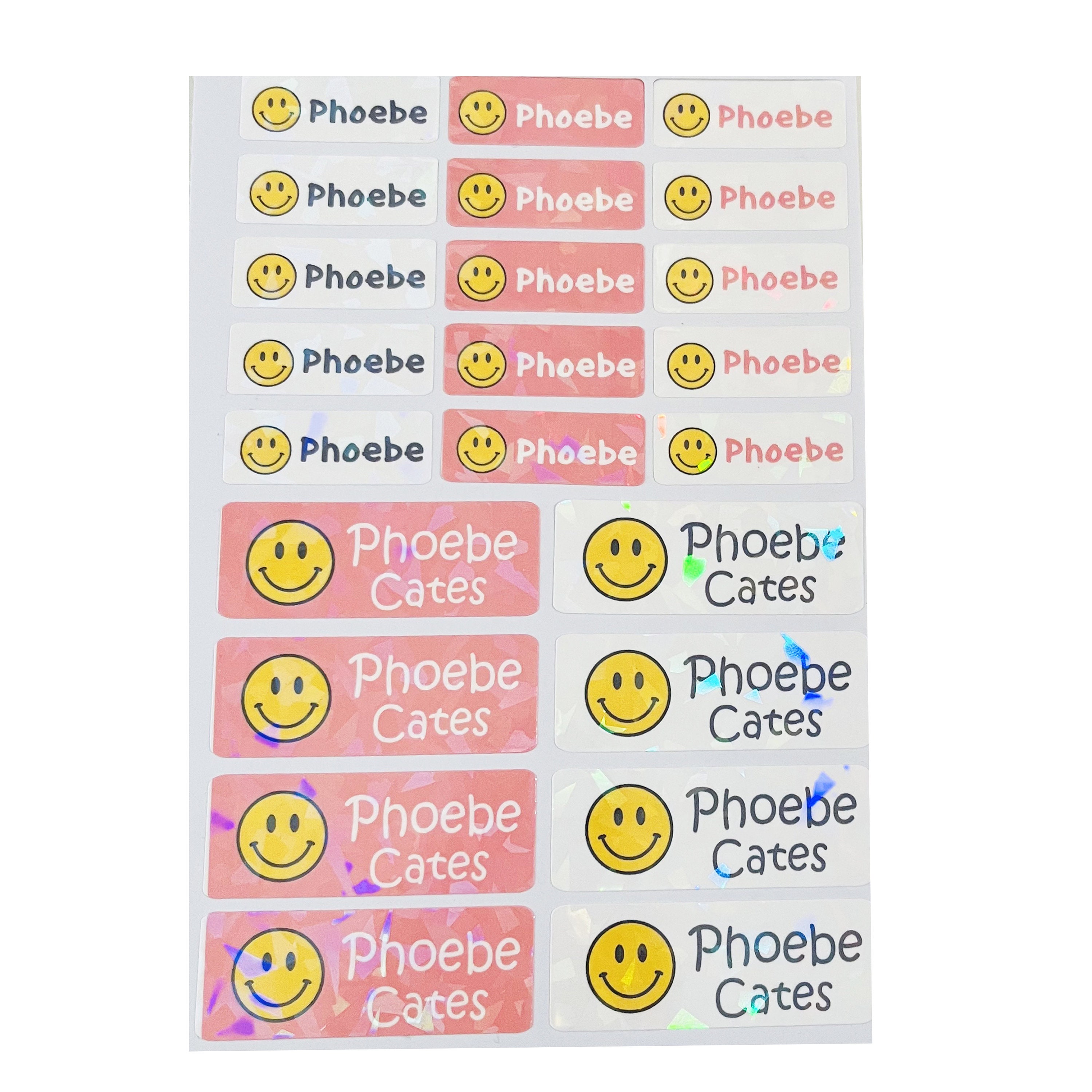 Custom Waterproof Glitter Name Stickers, School Supply Labels (set of ...