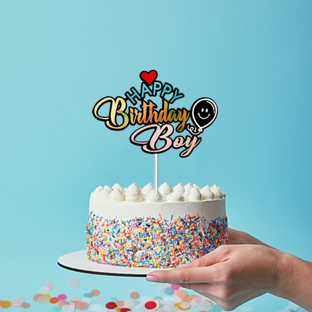 Birthday Boy Cake Topper, Happy Birthday Cake Topper, Handmade Cake ...