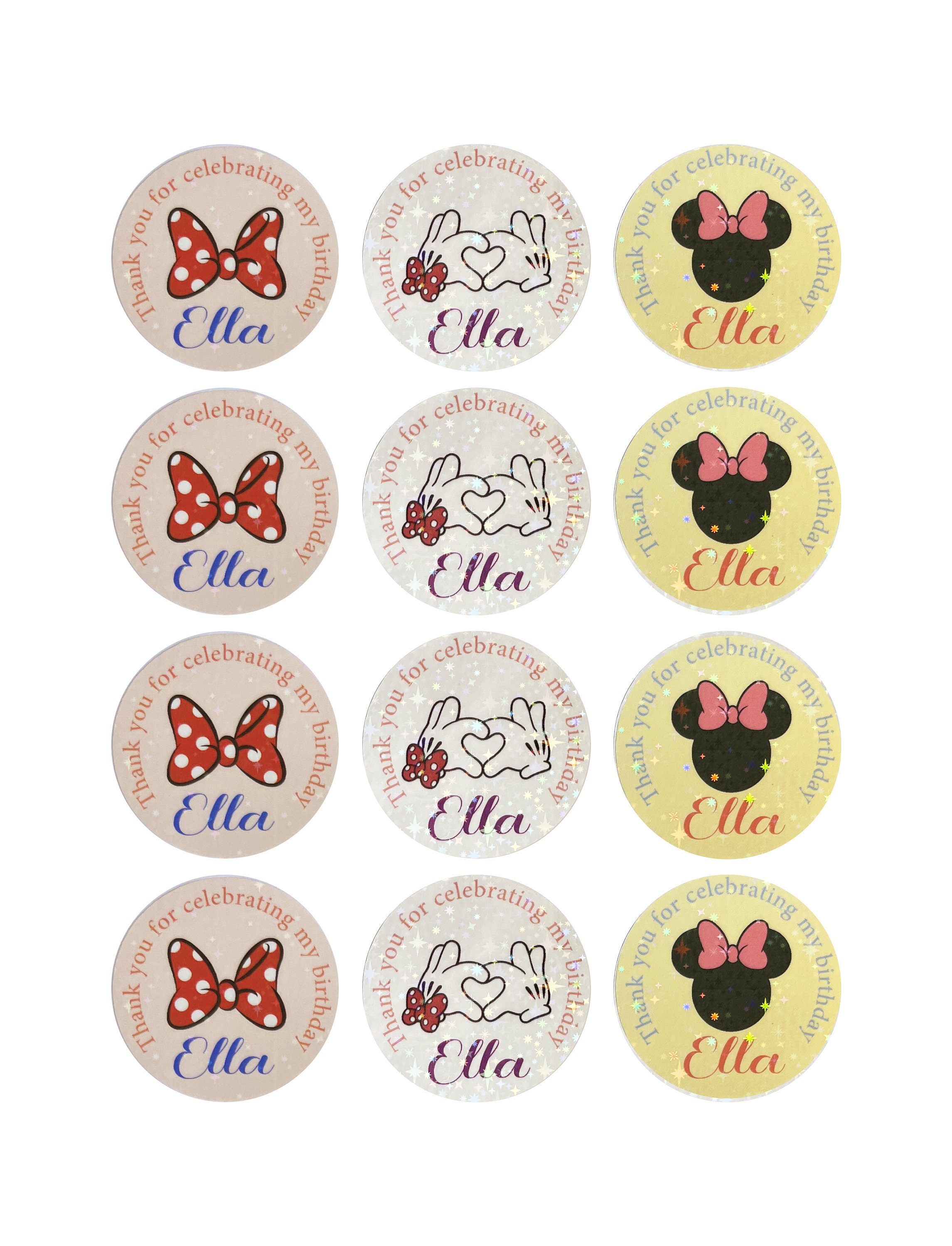 Mini Mouse Birthday Labels, Mini Mouse Thank You Labels, Mini Mouse ...