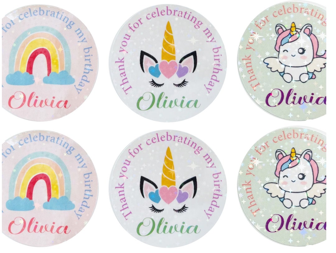 Unicorn Party Stickers,waterproof Kawaii Birthday Sticker, Unicorn ...