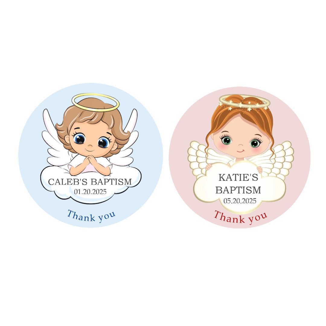 Custom Angel Baptism Stickers for Boys Girls- Baptism Decorations ...