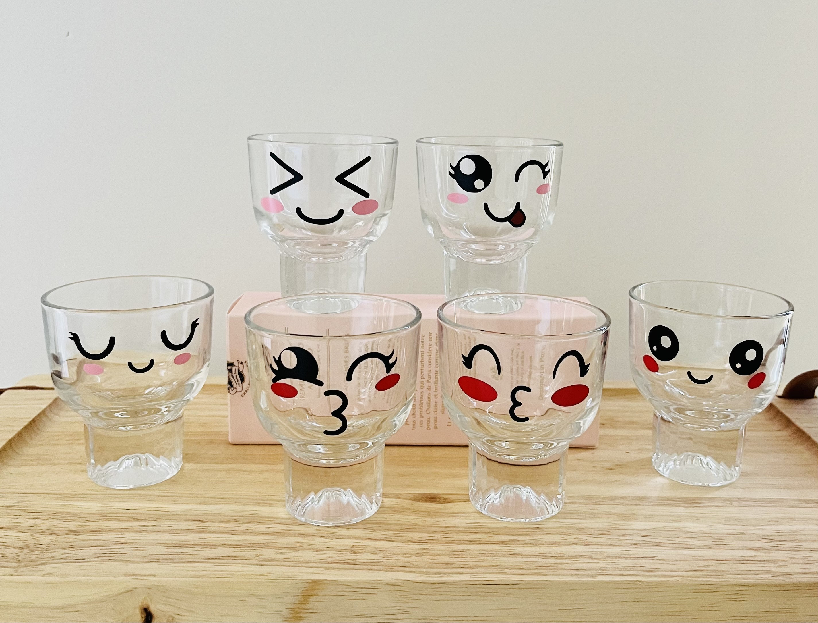 Kawaii Cute Face,face Expression,customized Glass, Personalized Glass ...