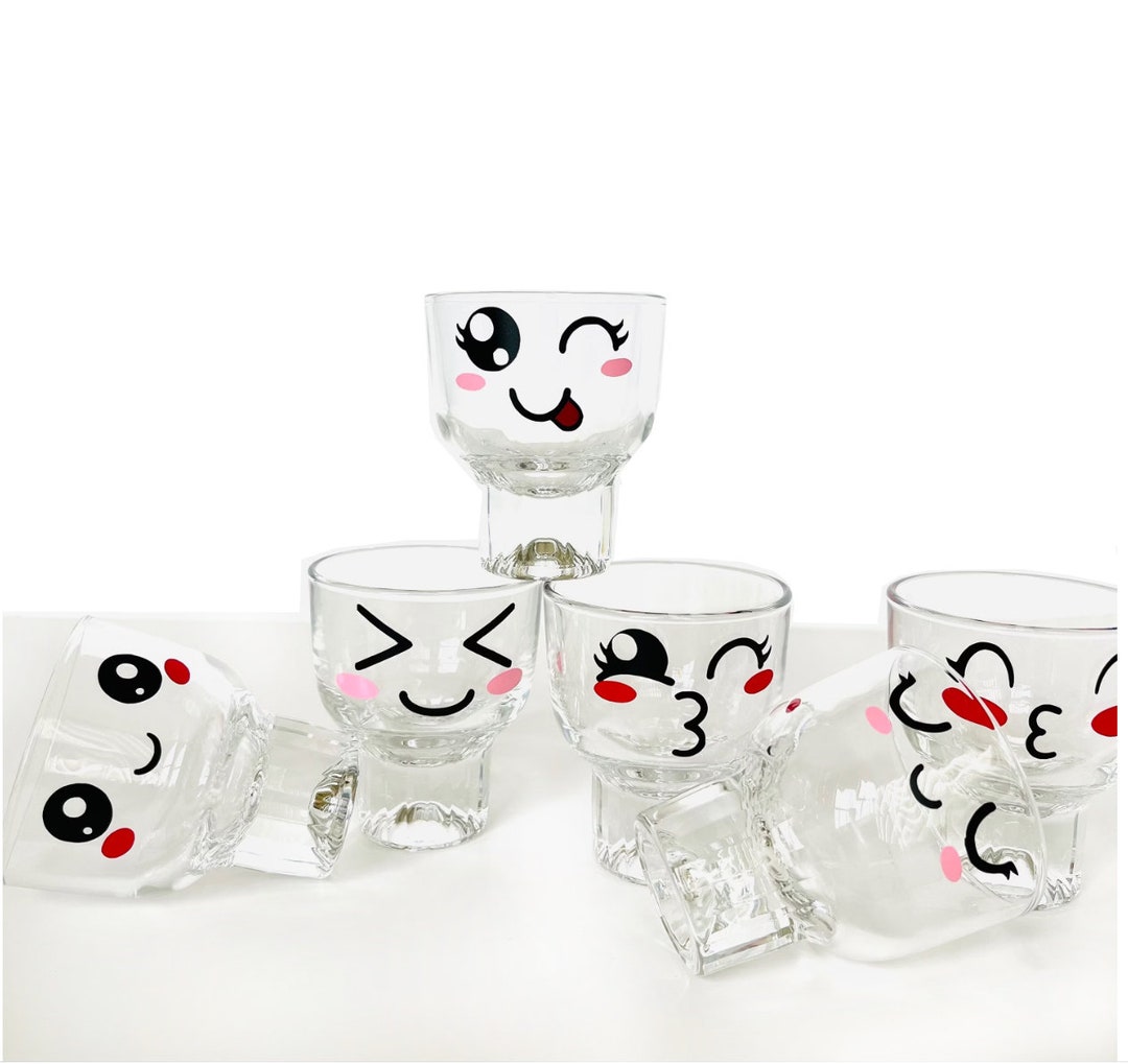 Kawaii Cute Face Glasses,face Expression,customized Glass,personalized ...