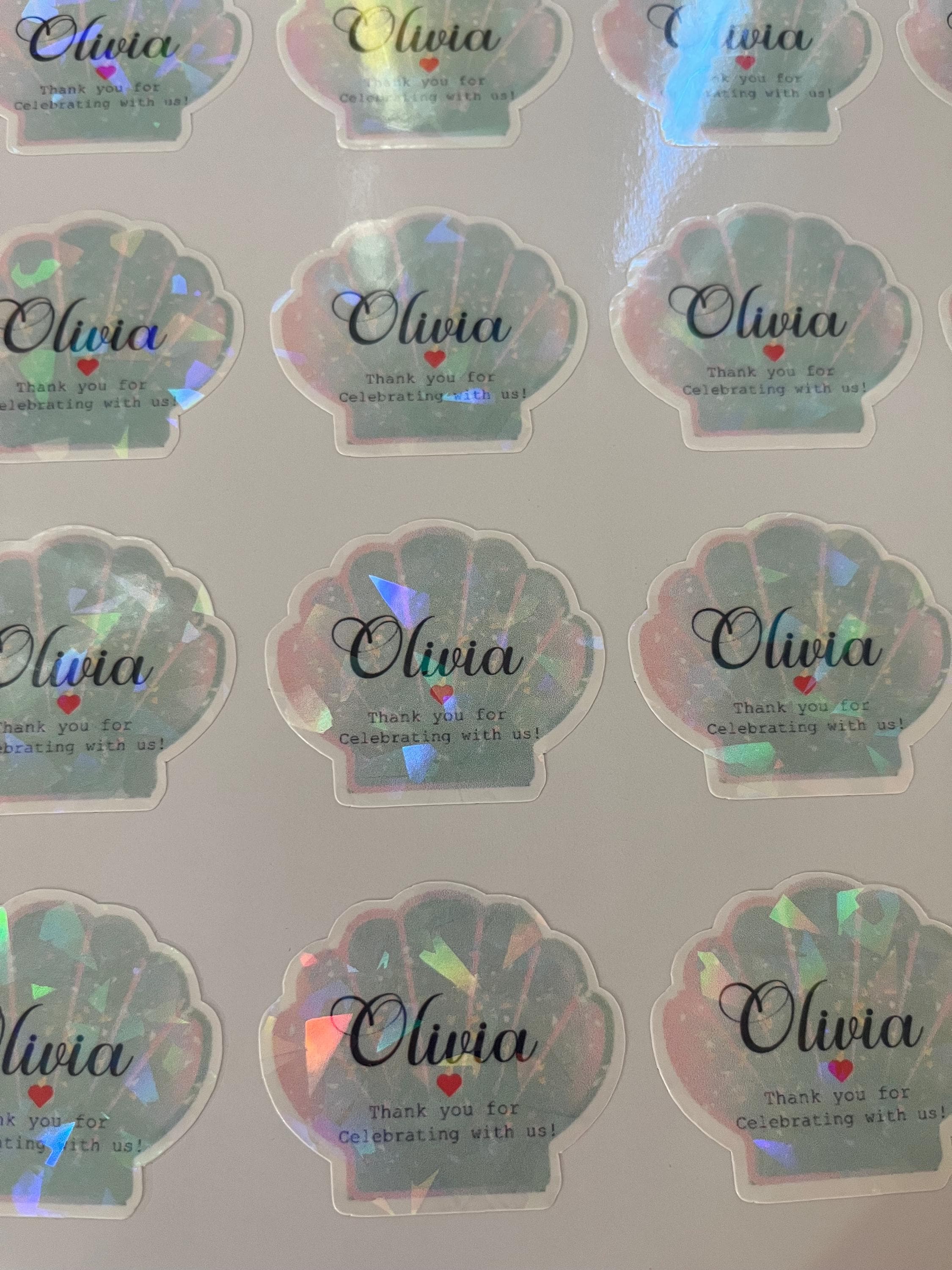 20 Pcs Custom Under the Sea Birthday Stickers, Shell Favor Labels - Etsy