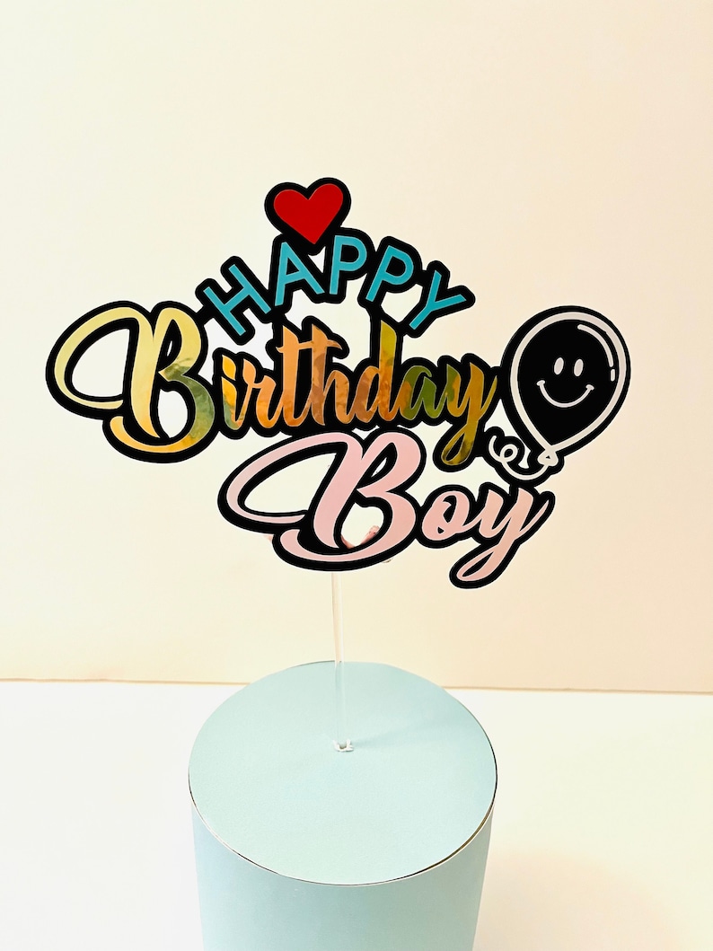 Birthday Boy Cake Topper, Happy Birthday Cake Topper, Handmade Cake ...