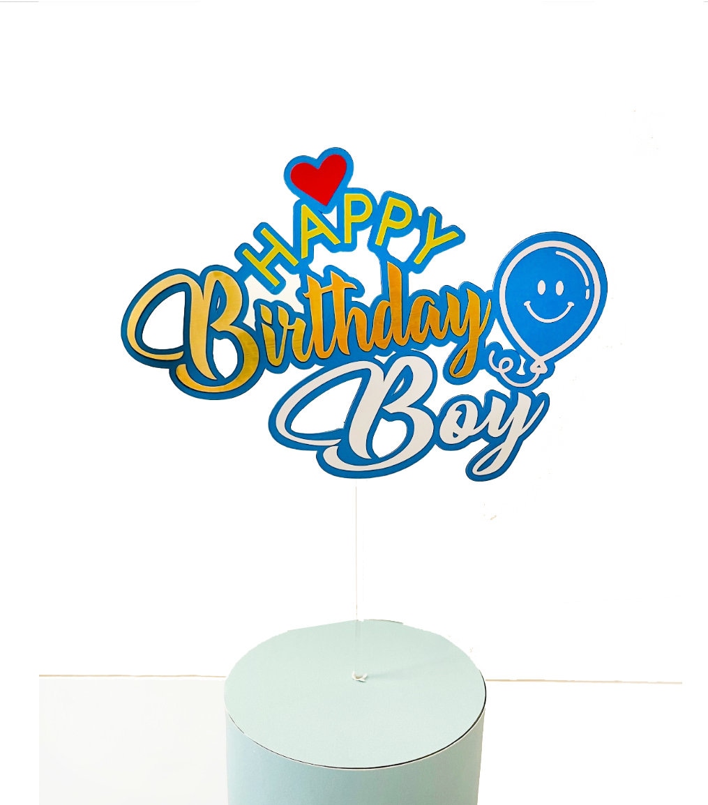 Birthday Boy Cake Topper, Happy Birthday Cake Topper, Handmade Cake ...