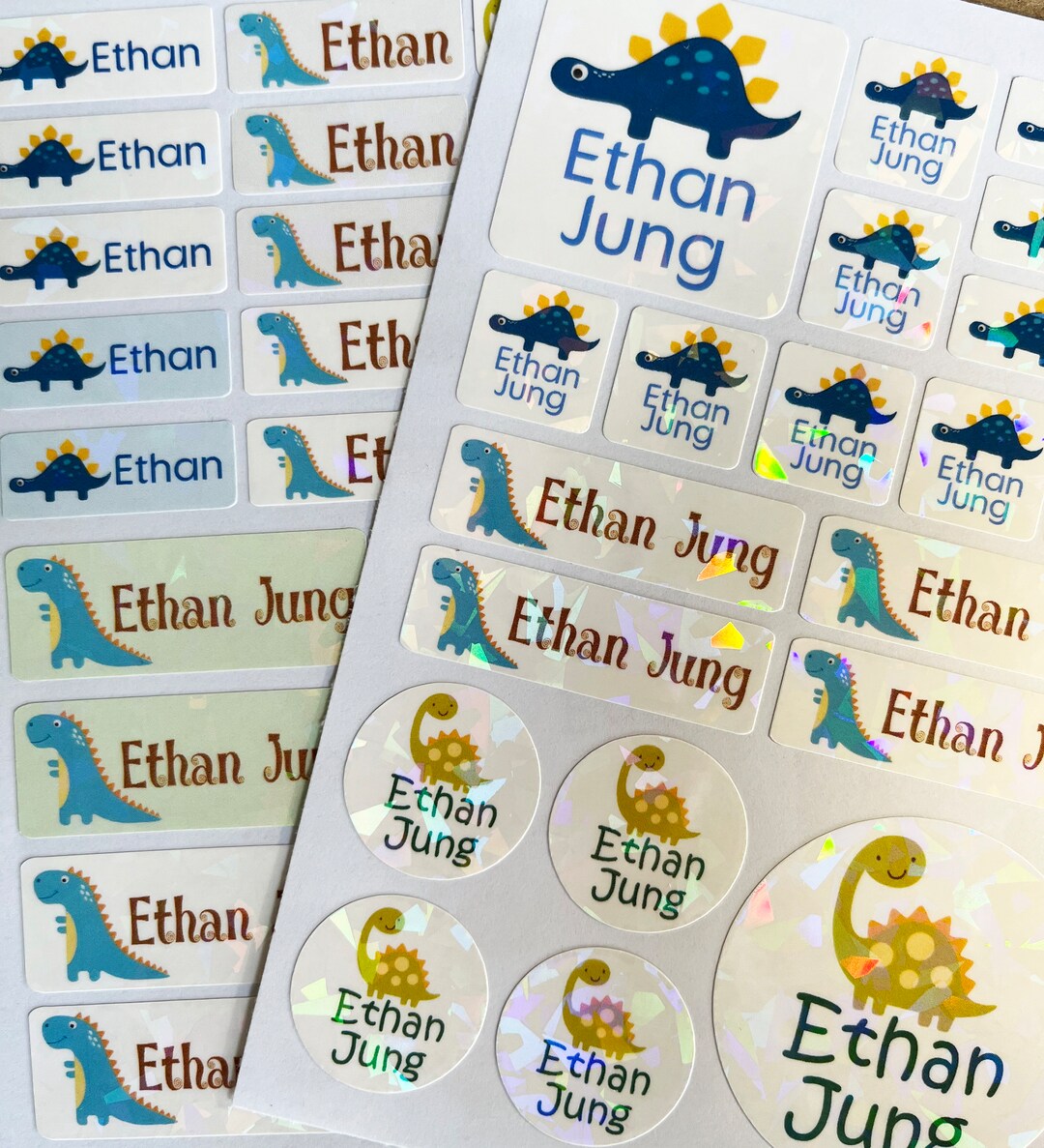 Dinosaur Name Labels, Dinosaur Custom Waterproof Stickers Dinosaur ...