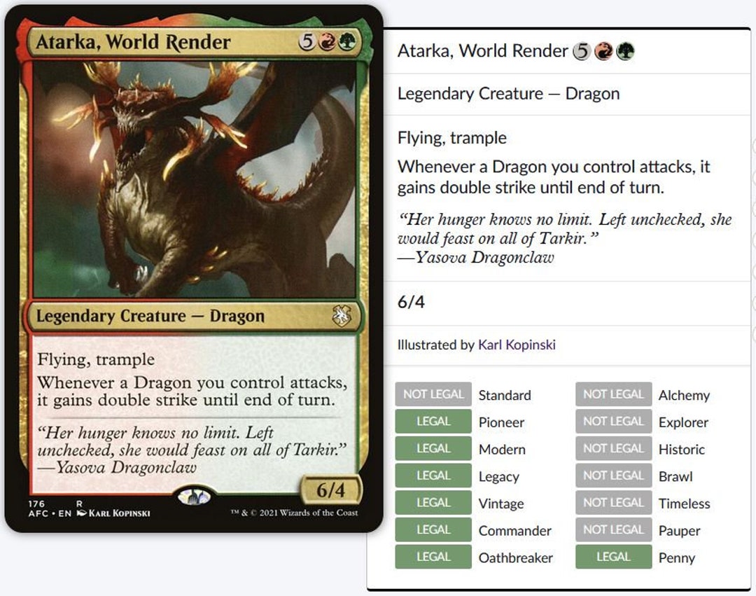 Custom 100 Card Commander Deck - Atarka, World Render MTG Deck - Etsy