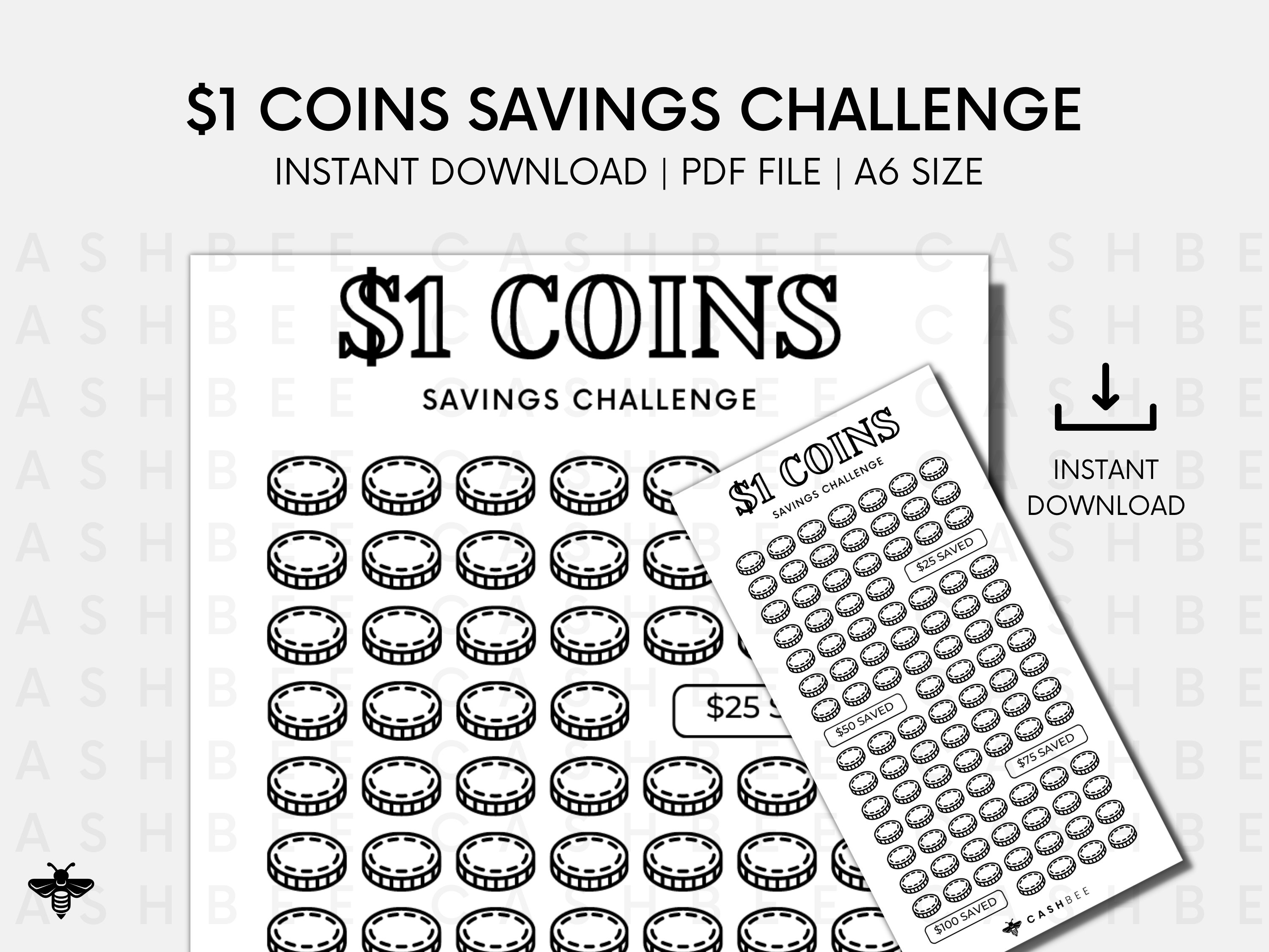 PRINTABLE 1 Dollar Coins Savings Challenge | A6 Size | Instant Download ...