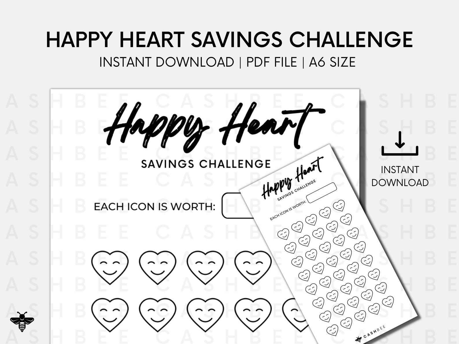 PRINTABLE Happy Heart Savings Challenge | A6 Size | Instant Download ...