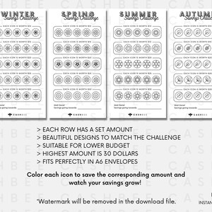 PRINTABLE Seasonal Savings Challenge Bundle | Winter Spring Summer ...