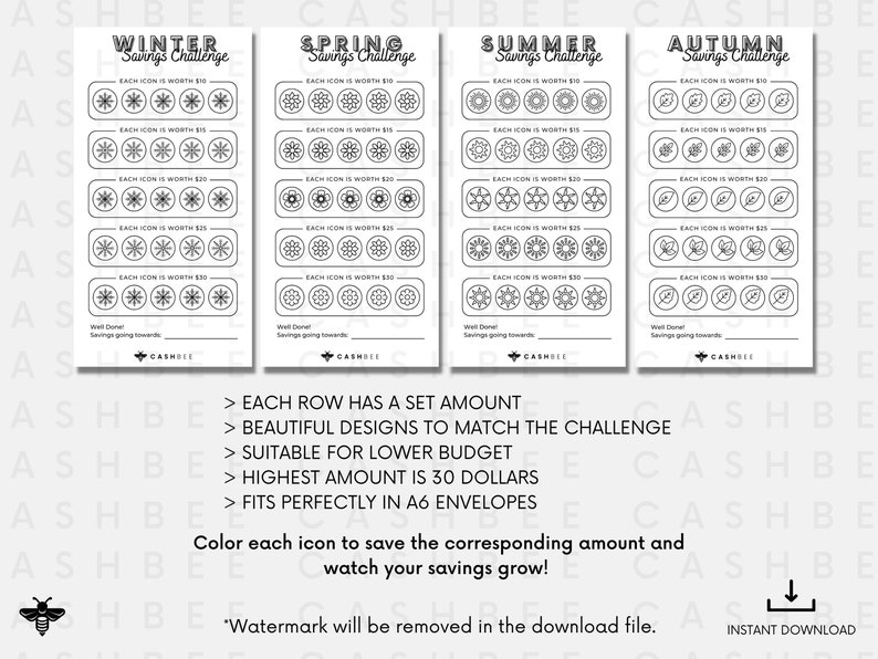 PRINTABLE Seasonal Savings Challenge Bundle | Winter Spring Summer ...