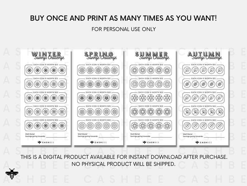 PRINTABLE Seasonal Savings Challenge Bundle | Winter Spring Summer ...