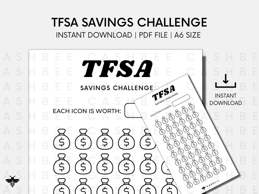 PRINTABLE TFSA Savings Challenge | A6 Size | Instant Download PDF File ...