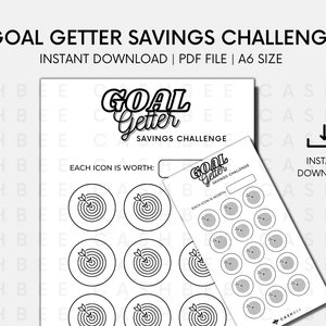 PRINTABLE Goal Getter Savings Challenge | A6 Size | Instant Download ...