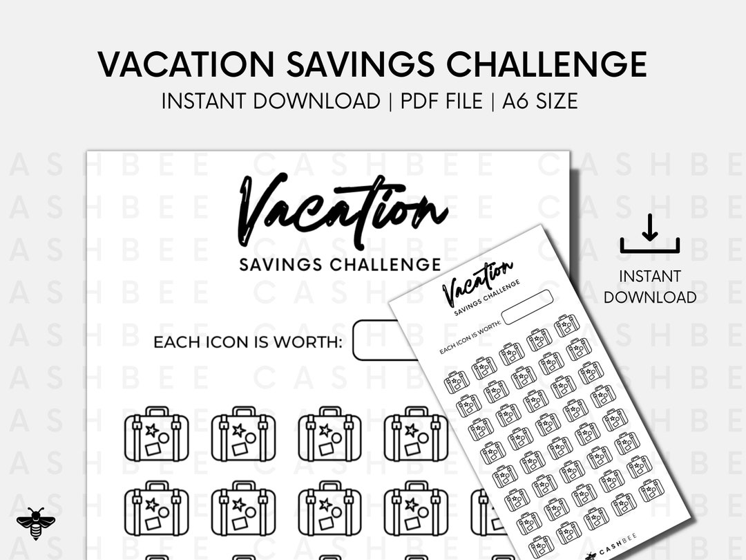 PRINTABLE Vacation Savings Challenge | A6 Size | Instant Download PDF ...
