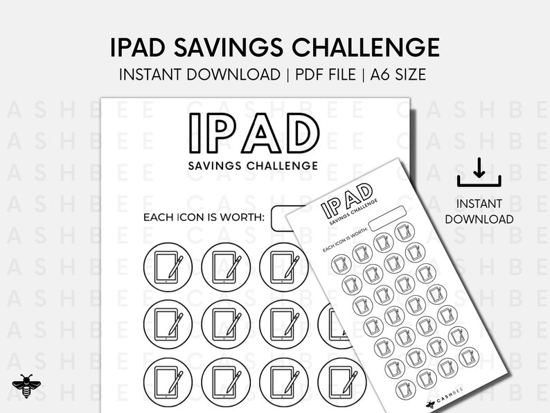 PRINTABLE iPad Savings Challenge | A6 Size | Instant Download PDF File ...