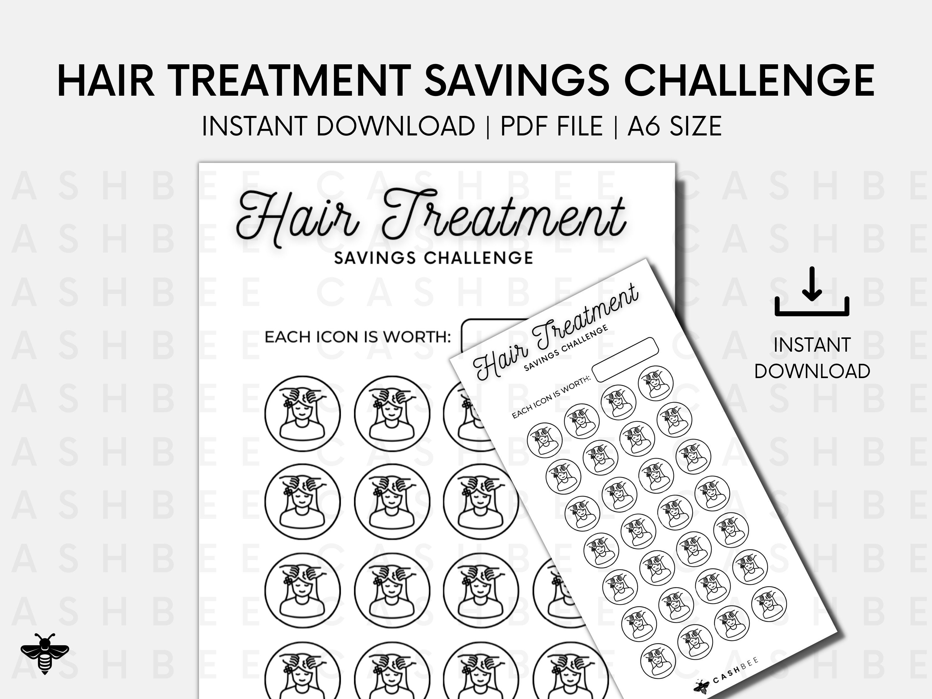 PRINTABLE Hair Treatment Savings Challenge A6 Size Instant - Etsy