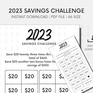 PRINTABLE 2023 Savings Challenge | A6 Size | Instant Download PDF File ...