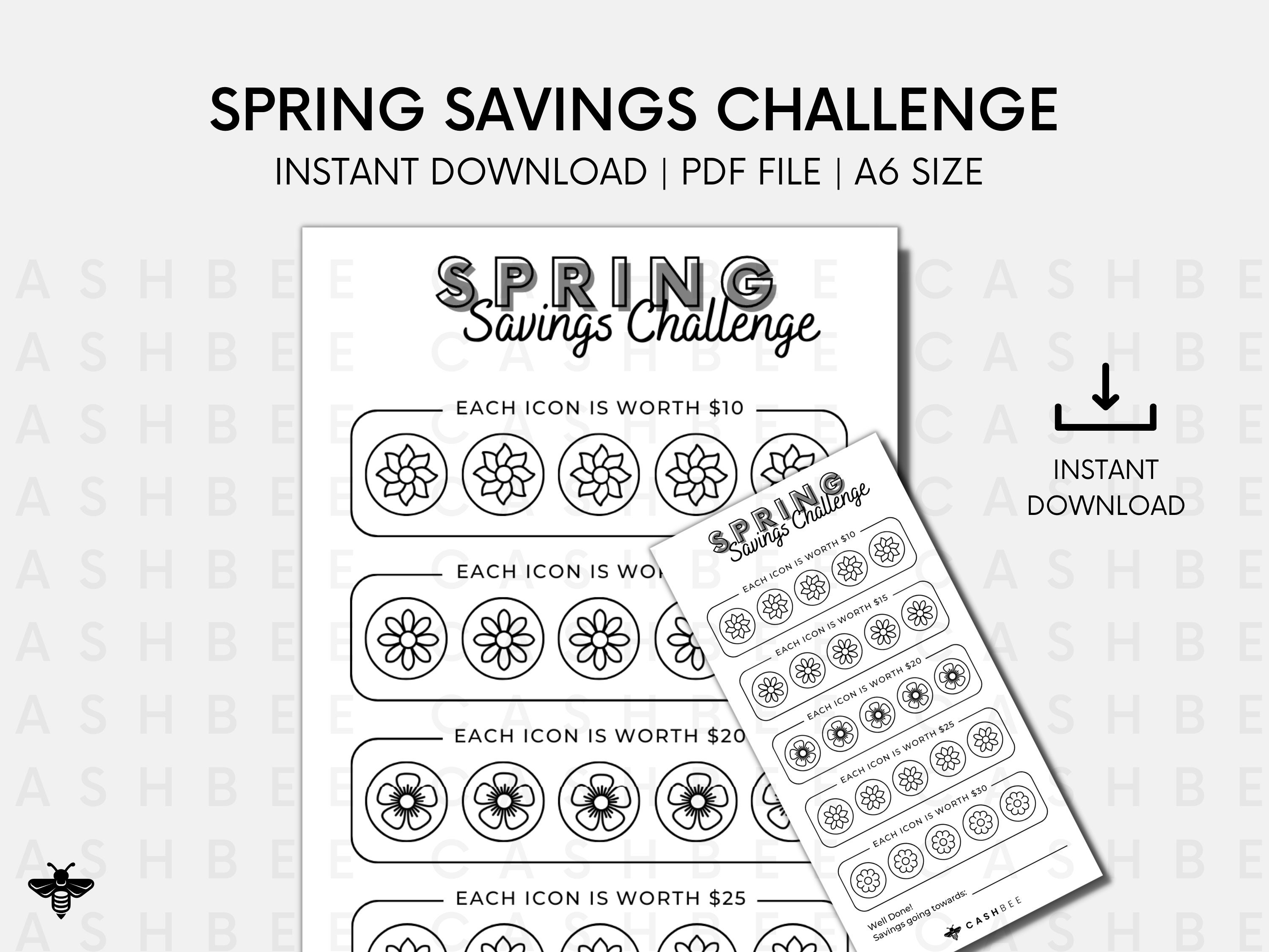 PRINTABLE Spring Savings Challenge A6 Size Instant Download PDF File - Etsy