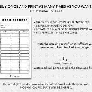 PRINTABLE Cash Tracker Sheets | A6 Size | Instant Download PDF File - Etsy