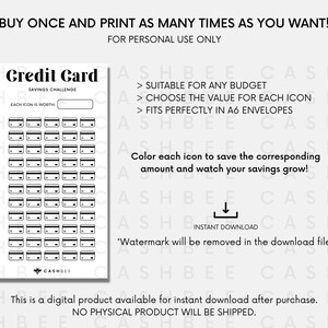 PRINTABLE Credit Card Savings Challenge | A6 Size | Instant Download ...