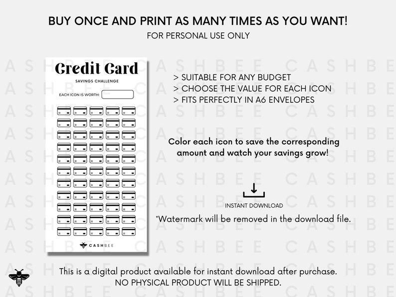 PRINTABLE Credit Card Savings Challenge | A6 Size | Instant Download ...