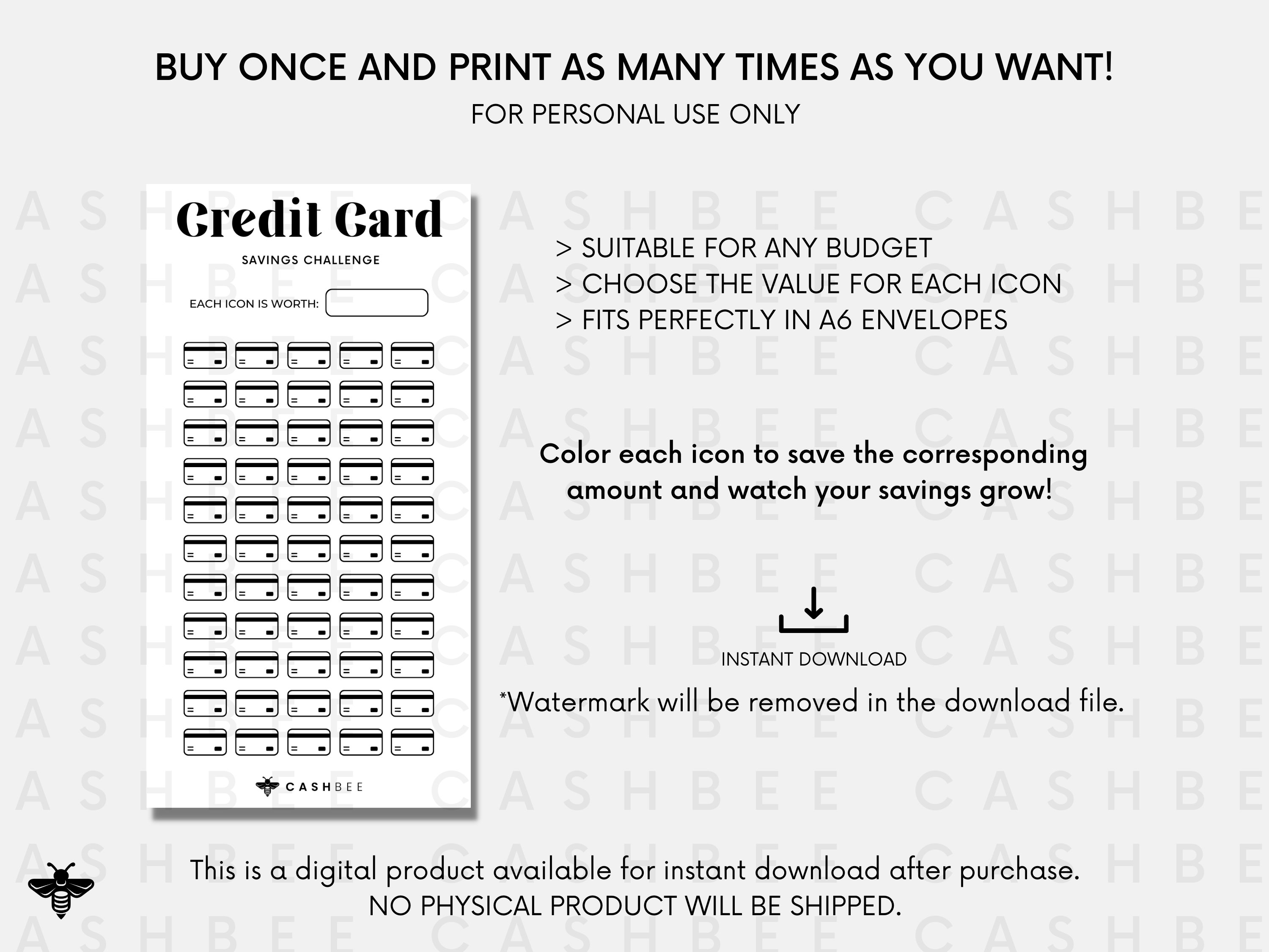 PRINTABLE Credit Card Savings Challenge | A6 Size | Instant Download ...