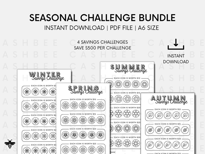 PRINTABLE Seasonal Savings Challenge Bundle | Winter Spring Summer ...