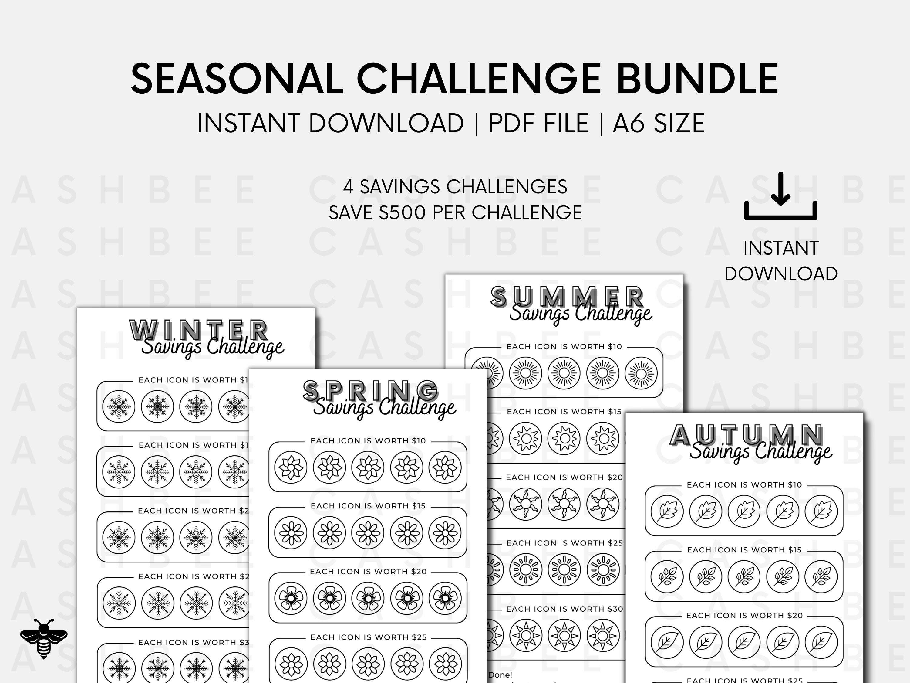 PRINTABLE Seasonal Savings Challenge Bundle | Winter Spring Summer ...