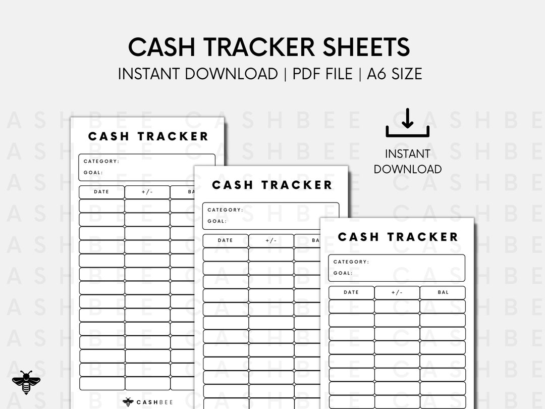 PRINTABLE Cash Tracker Sheets | A6 Size | Instant Download PDF File - Etsy