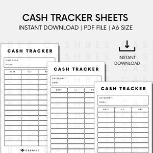 PRINTABLE Cash Tracker Sheets | A6 Size | Instant Download PDF File - Etsy